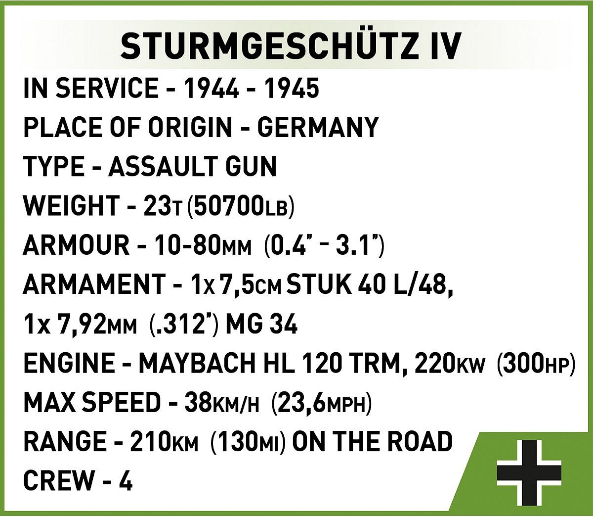 Sturmgeschütz IV Sd.Kfz.167 (COBI-2576) \ Tanks and vehicles \ Cobi.eu